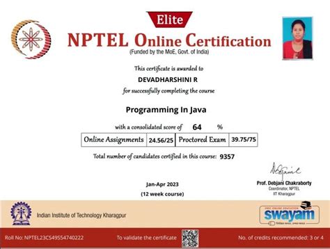 Devadharshini R On Linkedin Nptel Javaprogramming Certification Swayam