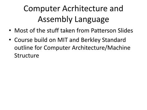 Ppt Computer Acrhitecture And Assembly Language Powerpoint