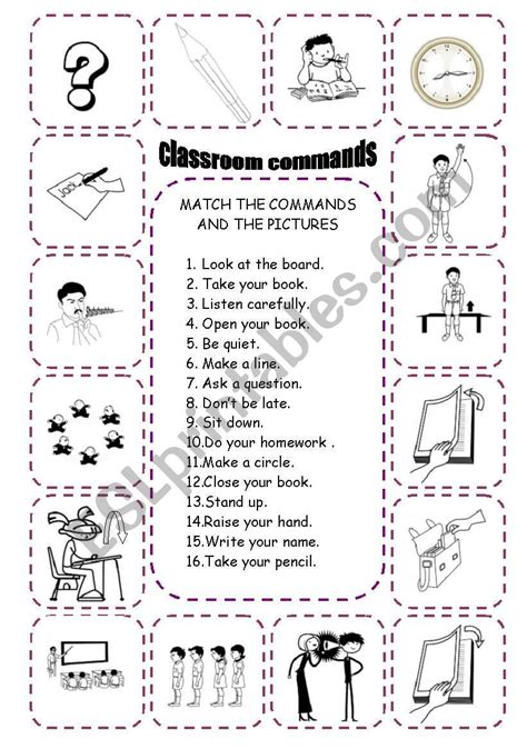 Classroom Commmands ESL Worksheet By Storyteller