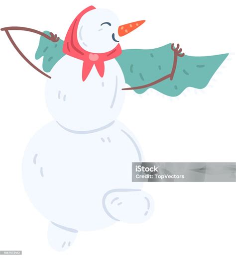 재미 있는 눈사람 캐릭터 Headscarf 목도리 크리스마스와 새 해를 입고 공휴일 흰색 배경에 장식 요소 벡터 일러스트 레이