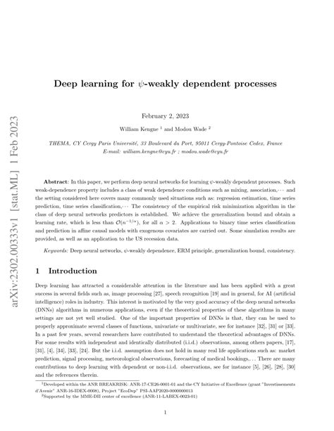 Pdf Deep Learning For Psi Weakly Dependent Processes