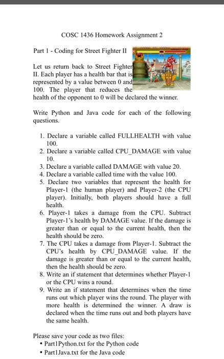 Solved COSC Homework Assignment Part Coding For Chegg Com