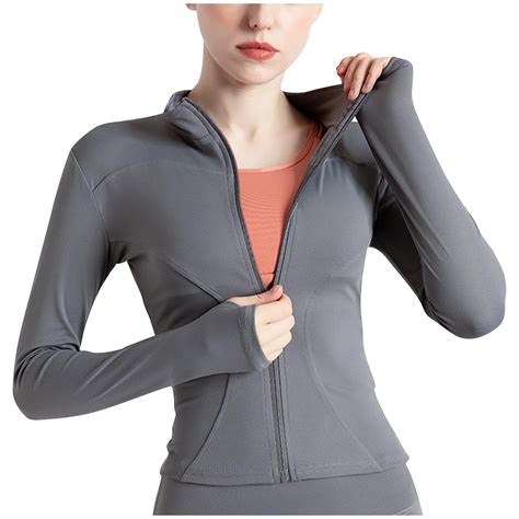Yillto Womens Plus Size Athletic Jacket Full Zip Long Sleeve Yoga Top