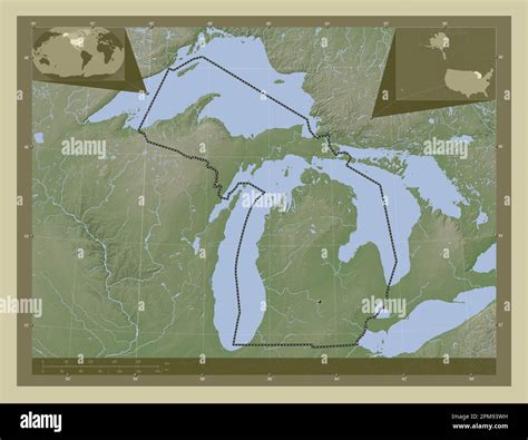 Michigan State Of United States Of America Elevation Map Colored In