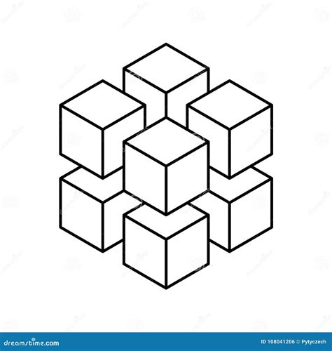Geometric Cube Of 8 Smaller Isometric Cubes Abstract Design Element