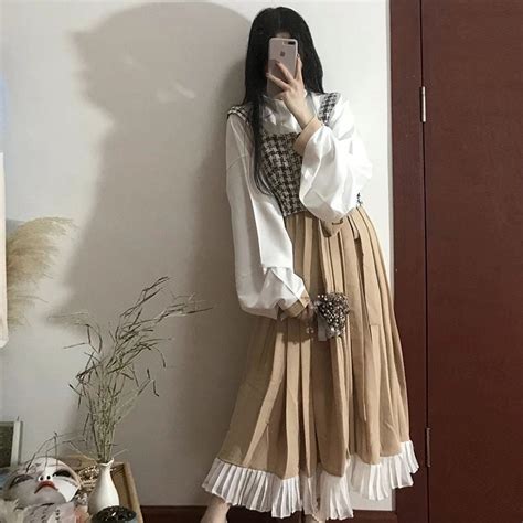 畢旅穿搭 韓係穿搭 慵懶風套裝 夜星瀾原創改良漢服漢元素三件套立領長袖馬甲長裙日常上班穿搭秋 蝦皮購物