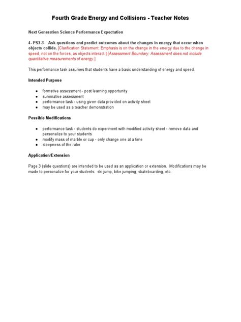Energy Collisions Task By Bergerson Cox Pdf Data Experiment