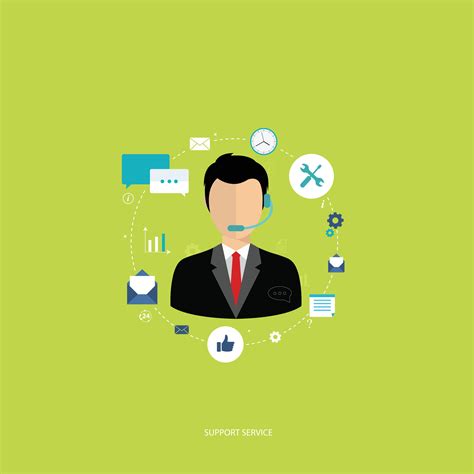 Support Service Concept Flat Design Illustration With Icons Technical Support Assistant