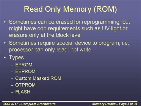 Csci 47175717 Computer Architecture Topic Internal Memory Details