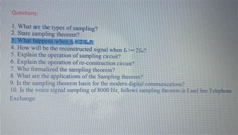 Solved Questions 1 What Are The Types Of Sampling 2 Solved Questions 1 What Are The Types Of Sampling 2