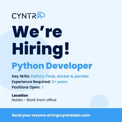 cyntra on linkedin python pythondeveloperjobs pythondeveloper hiringalert