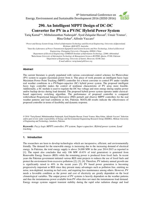 Pdf An Intelligent Mppt Design Of Dc Dc Converter For Pv In A Pv Sc Hybrid Power System