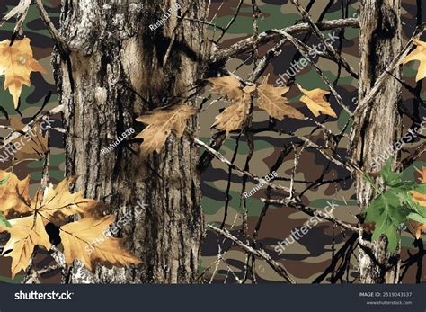 Real Tree Forest Camouflage Seamless Pattern Stock Vector Royalty Free