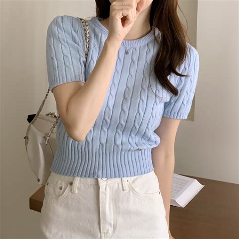 아뜨랑스 🚚당일발송 여름니트반팔니트 쿠키 실버 하트 케이블 반팔 니트 하트포인트니트 케이블니트 여름니트 데일리니트 꾸안꾸룩 여리핏니트 반팔니트티셔츠 캐주얼니트 소프트