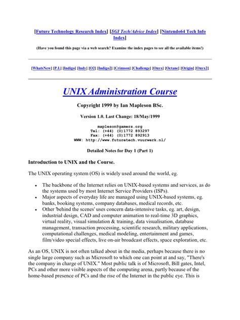 Part 1 Pdf Operating System Unix