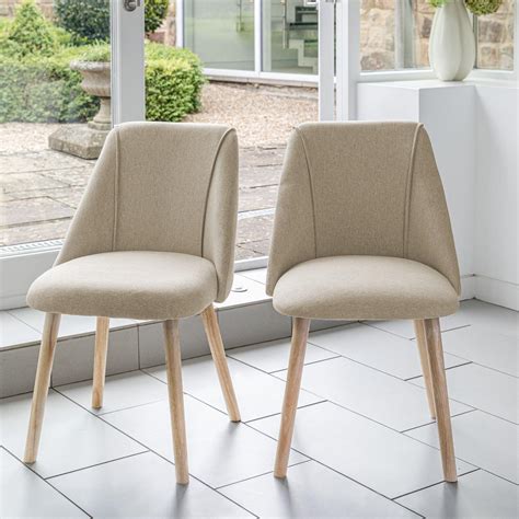 Freya Oatmeal Dining Chairs With Pale Oak Wood Legs Laura James