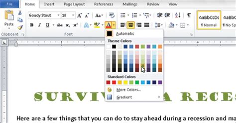 Microsoft Word 2010 Selecting Text Attributes
