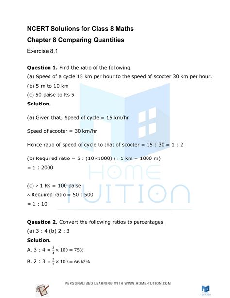 Class Maths Chapter Comparing Quantities