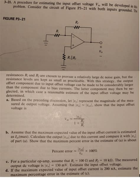 solved 3 21 a procedure for estimating the input offset