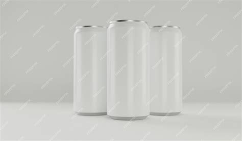 소다 맥주와 에너지 음료 3d 렌더링을 위한 흰색 배경 흉내낸 알루미늄 캔 프리미엄 사진