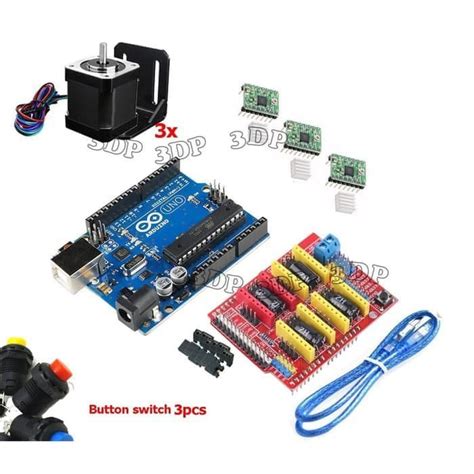 Jual Complete Kit Arduino Cnc Shield V3 4 Driver A4988 Kit 3 Nema23 Di Seller Velvet Store