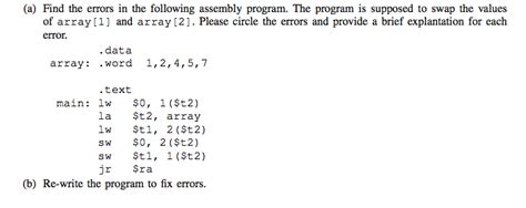 Find The Errors In The Following Assembly Program