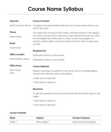 35 Free Course Syllabus Templates Editable Word Pdf