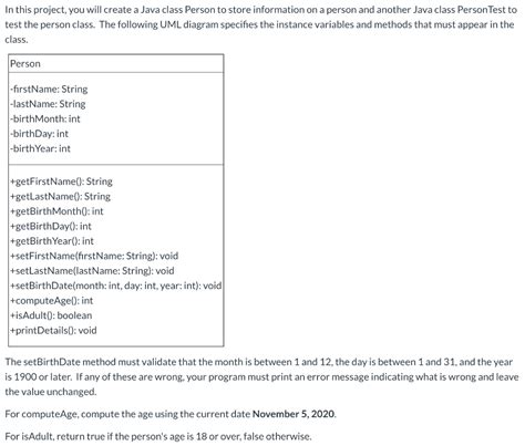 Solved In This Project You Will Create A Java Class Person