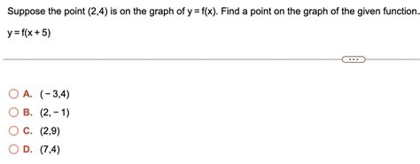 Suppose The Point 24 Is On The Graph Of Y Fx Find A Point On The Graph