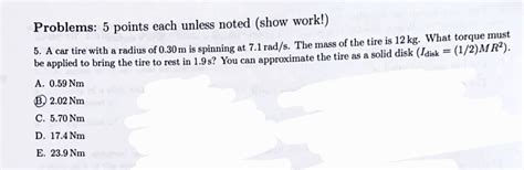 Solved Problems Points Each Unless Noted Show Work Chegg