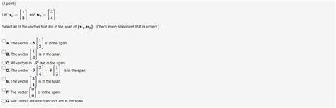 Solved point Let u₁ H and u₂ Select all of the Chegg com