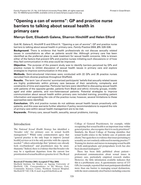 PDF Barriers To Seeking Treatment For Sexual Problems In Primary Care A Qualitative Study