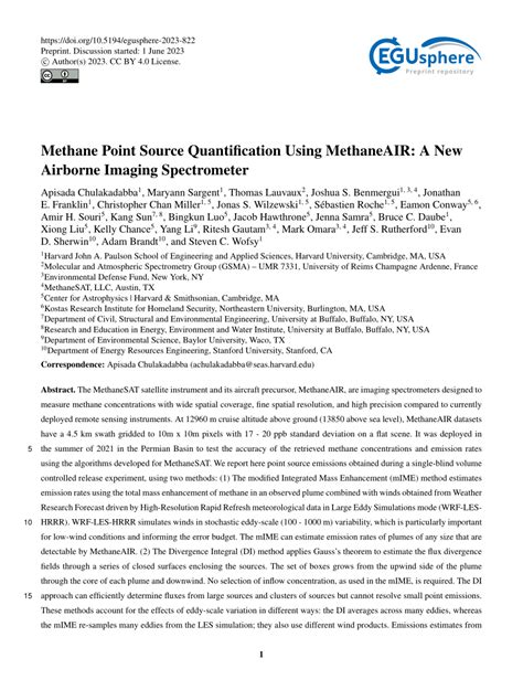 Pdf Methane Point Source Quantification Using Methaneair A New Airborne Imaging Spectrometer