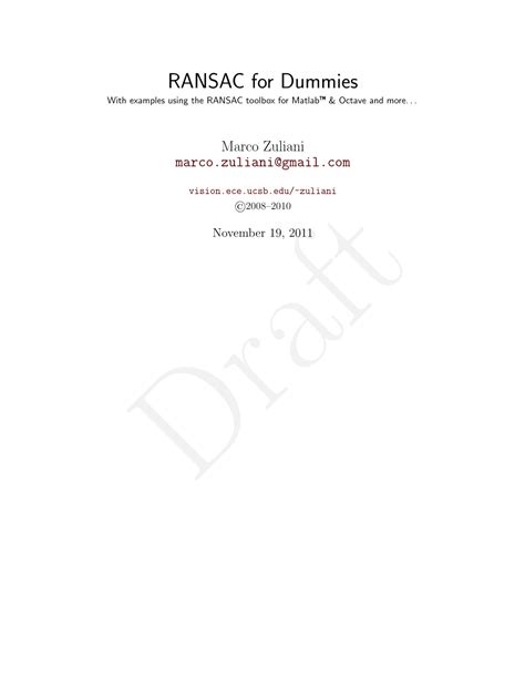 Ransac For Dummies With Examples Using The Ransac Toolbox For Matlab™ And Octave And More Docslib