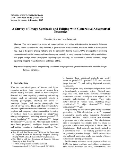 A Survey Of Image Synthesis And Editing With Generative Adversarial Networks Pdf Download Free