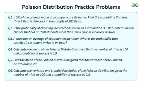 Poisson Distribution Practice Problems Geeksforgeeks