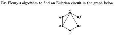 Solved Use Fleurys Algorithm To Find An Eulerian Circuit In