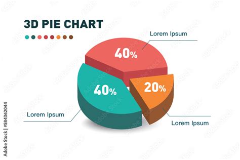 3d Pie Chart Three Piecesinfographic Isometric Puzzle Circular