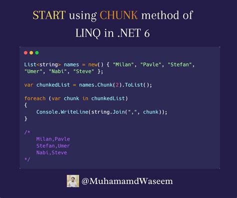 muhammad waseem 🇵🇸 on linkedin how to chunk your list using linq