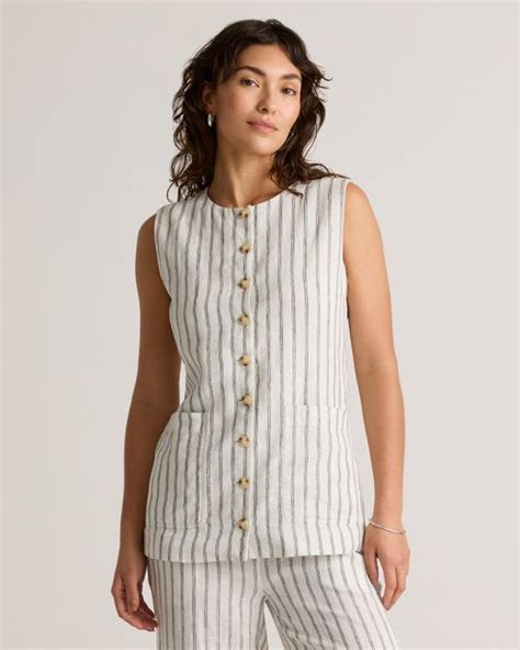 Quince 100 European Linen Longline Vest In White Lyst