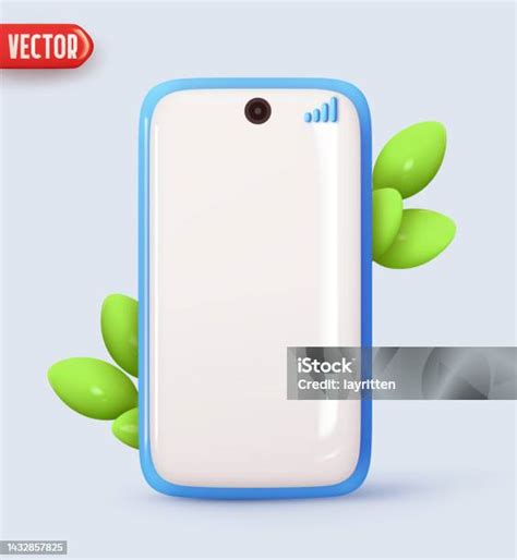 현대 스마트 폰 빈 화면 템플릿 모형 휴대 전화 화이트 스크린 장치 만화 스타일의 사실적인 3d 디자인 파란색 배경 벡터 일러스트 레이 션 0명에 대한 스톡 벡터 아트 및