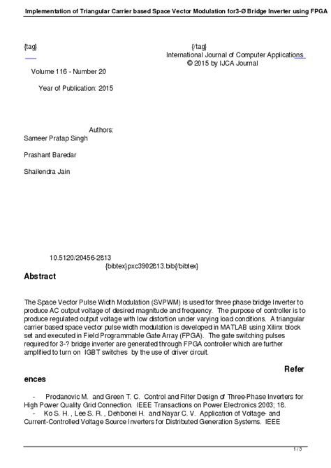 Pdf Implementation Of Triangular Carrier Based Space Vector