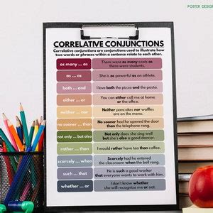 CORRELATIVE CONJUNCTIONS Examples Of Conjunctions Parts Of Etsy