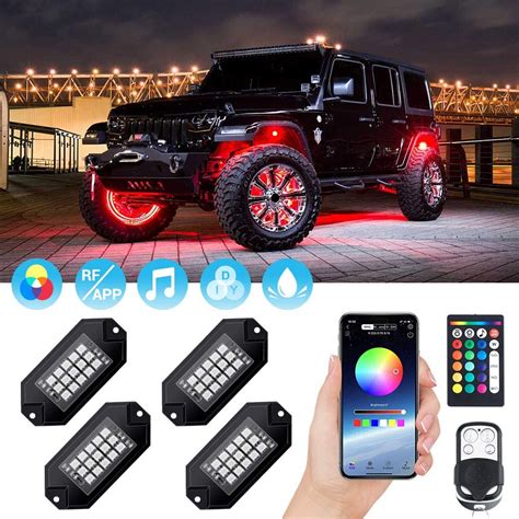 Rgb Led Rock Lights 60 Leds Multicolor Underglow Neon Lights Waterproof