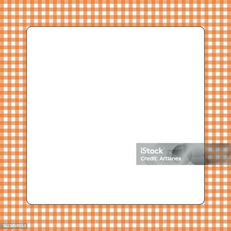 주황색과 흰색 체크 무늬 프레임이 있는 벡터 그래픽입니다 명랑한에 대한 스톡 벡터 아트 및 기타 이미지 명랑한 벡터 인사장 Istock