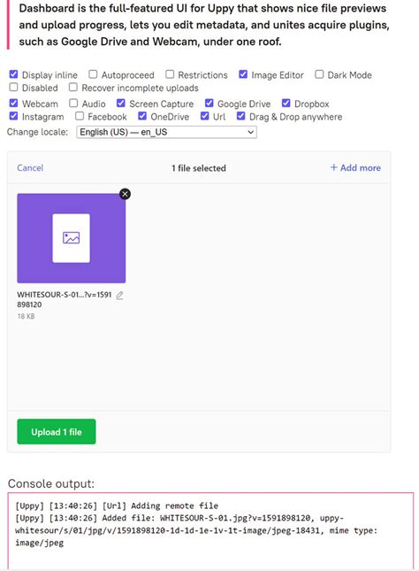 Problems Using Uppy Dashboard Live Example With Url And Dropbox Uppy