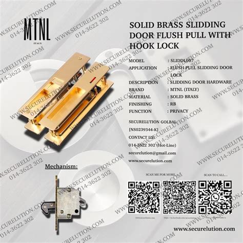Securelution Global Solid Brass Sliding Door Flush Pull With Hook Lock