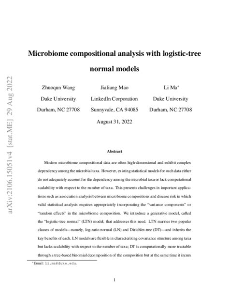 Pdf Logistic Tree Normal Model For Microbiome Compositions