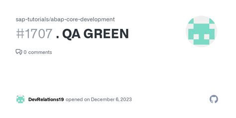 Qa Green · Issue 1707 · Sap Tutorialsabap Core Development · Github
