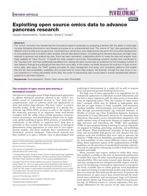 pdf exploiting open source omics data to advance pancreas research
